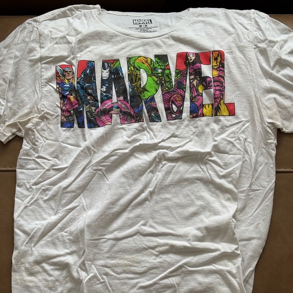 Marvel | Shirts | Marvel White Tshirt With Colorful Character Design ...
